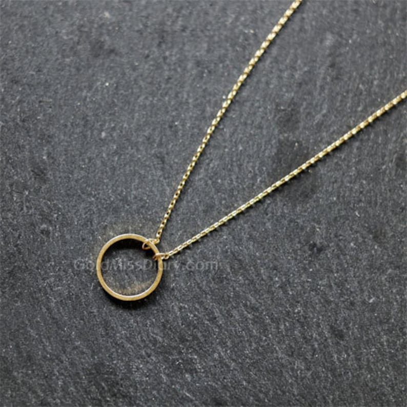 Gold Circle Karma Necklace, Infinity, Eternity, Circle, Ring Necklace ...