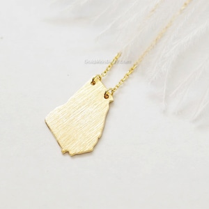 Georgia State Necklace in Gold, GA State Gold Necklace, Atlanta ...