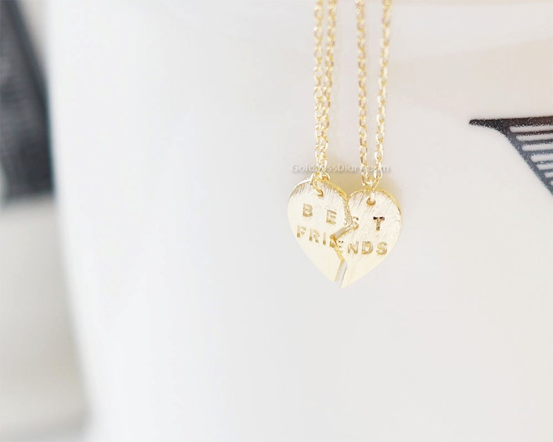 Gold Best Friends Heart Necklace Set best Friend Necklace - Etsy