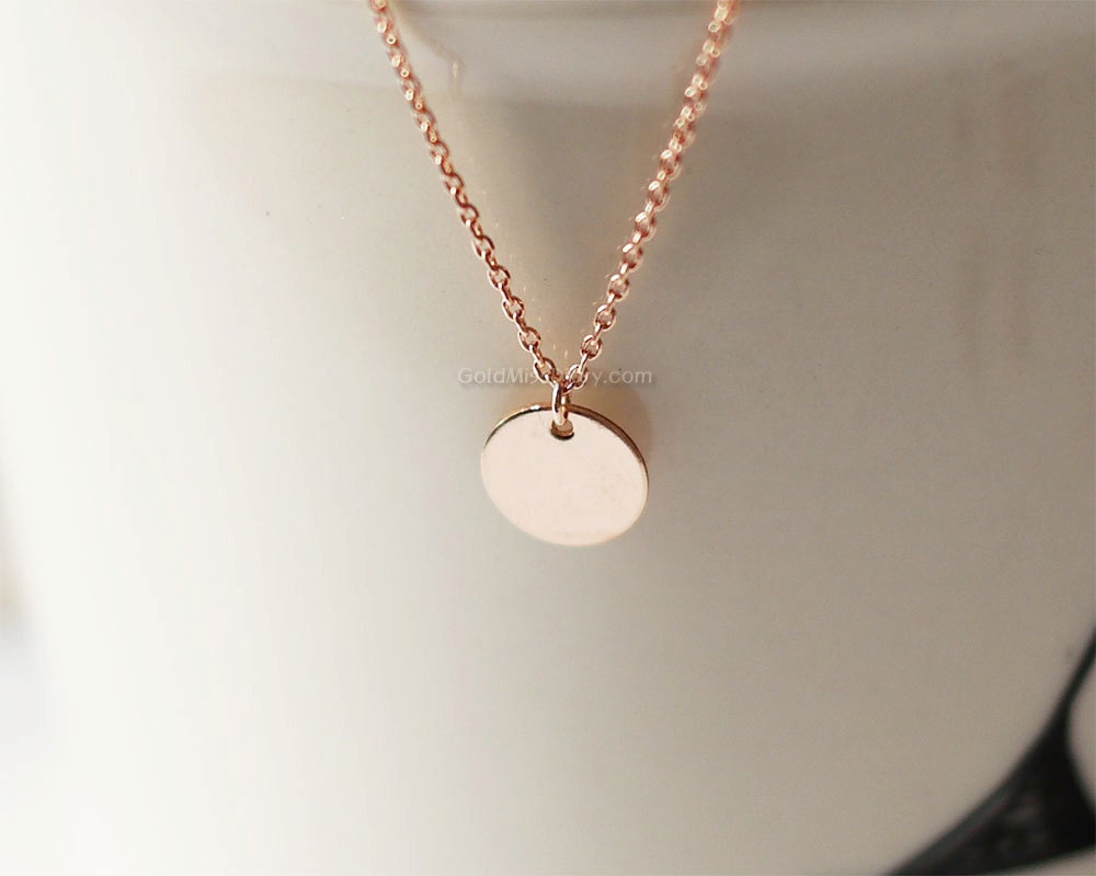 Minimal Delicate Necklace Blank or Personalized Tiny Disk - Etsy
