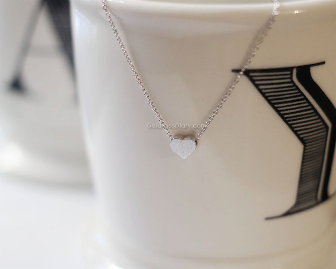 Silver Tiny Heart Necklace, Simple Heart Necklaces, Silver Heart on ...