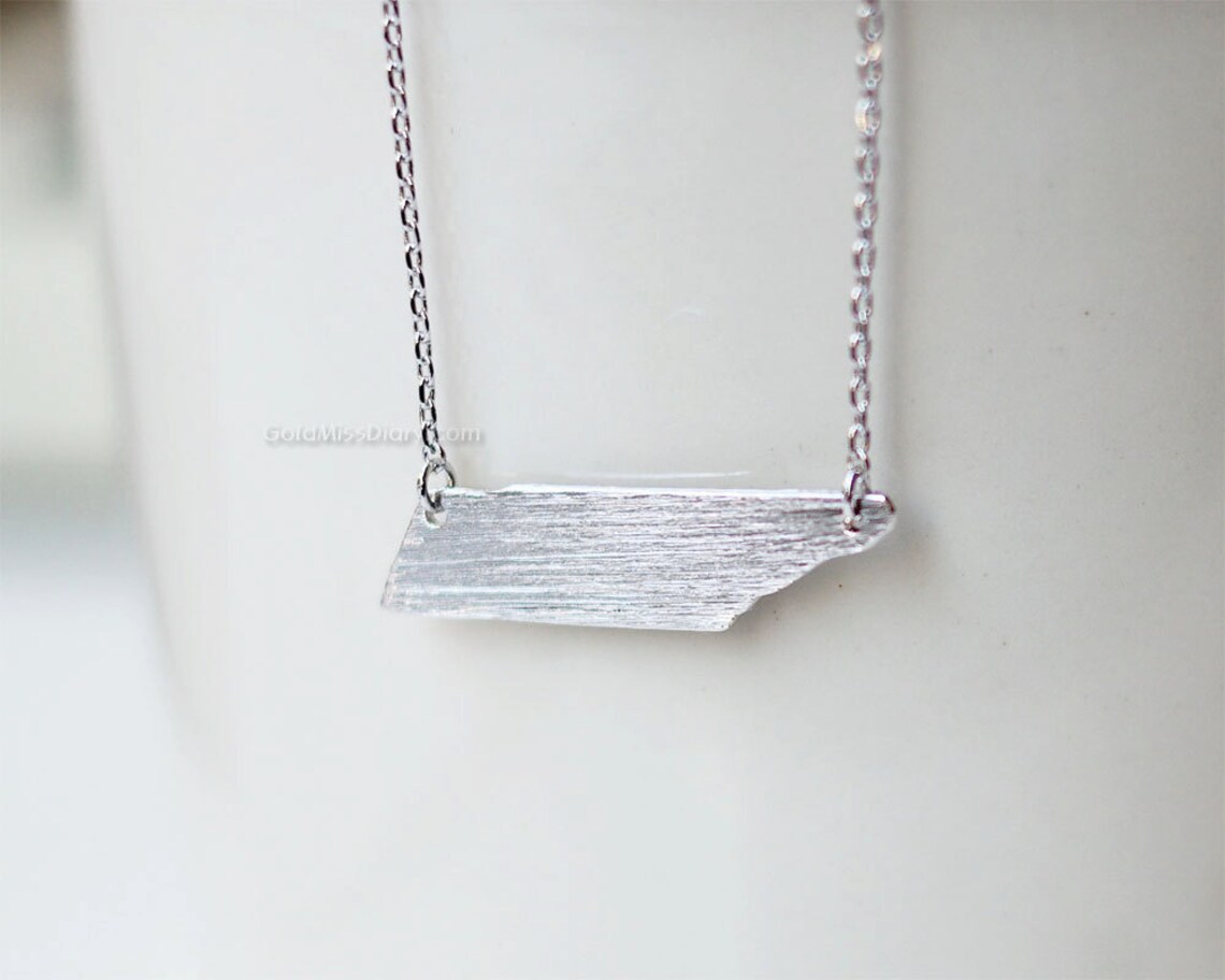 Tennessee State Necklace in Gold, TN State Gold Necklace, Tennessee ...