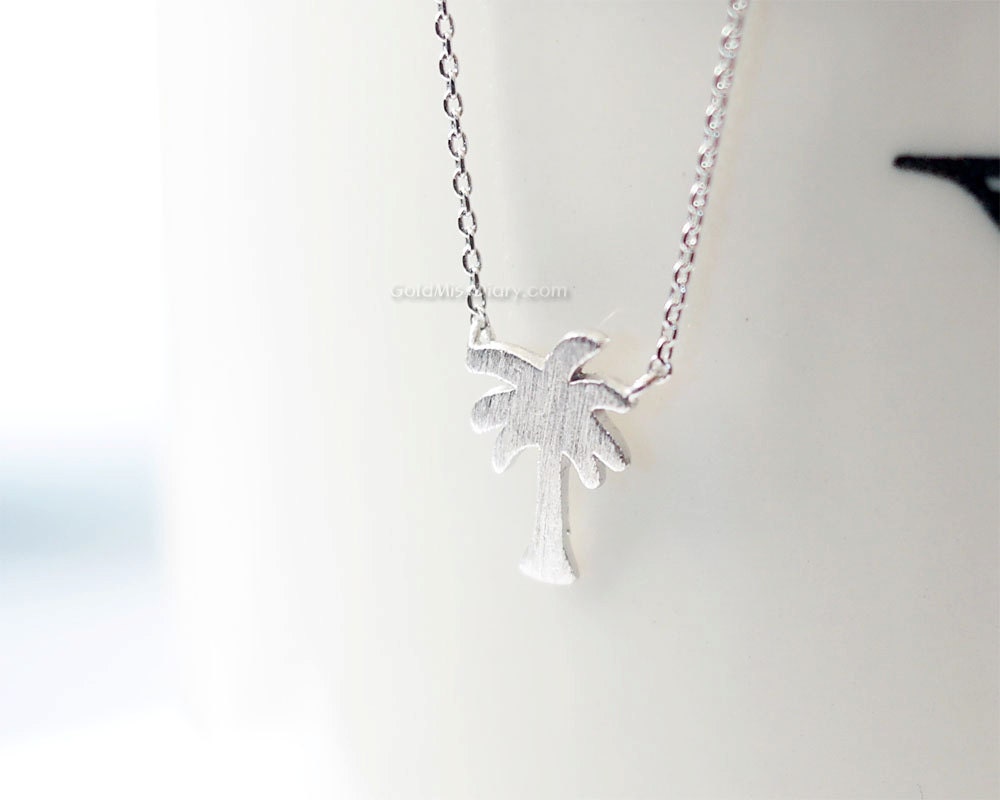 Silver Palm Tree Necklace Dainty Palm Tree Pendant Necklace | Etsy