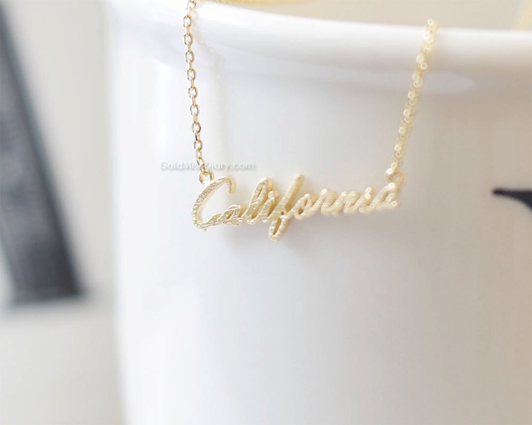 California State Necklace, Gold California Necklace, CA State Necklace ...