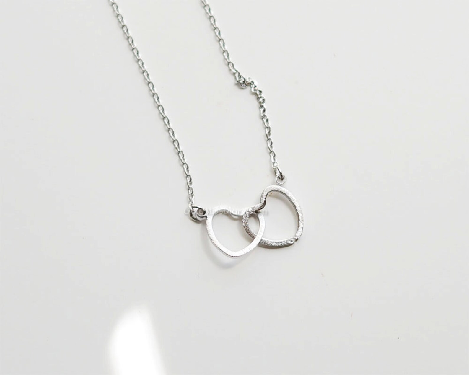 Two Hearts Necklace in Silver Double Hearts Necklace Silver - Etsy