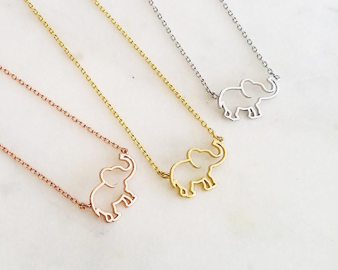 Tiny Elephant cut out Necklace Elephant cutout necklace | Etsy