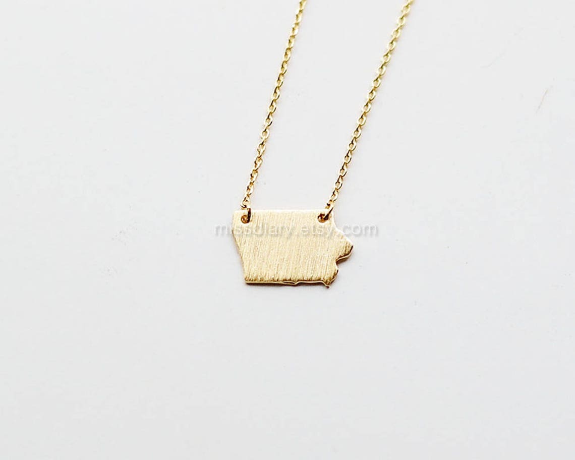 Iowa State Necklace, IA State Necklace, Iowa State Bar Necklace ...
