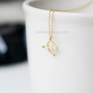 Cupid Arrow Necklace in Gold , Dainty Bow Necklace, Wedding Gifts ...