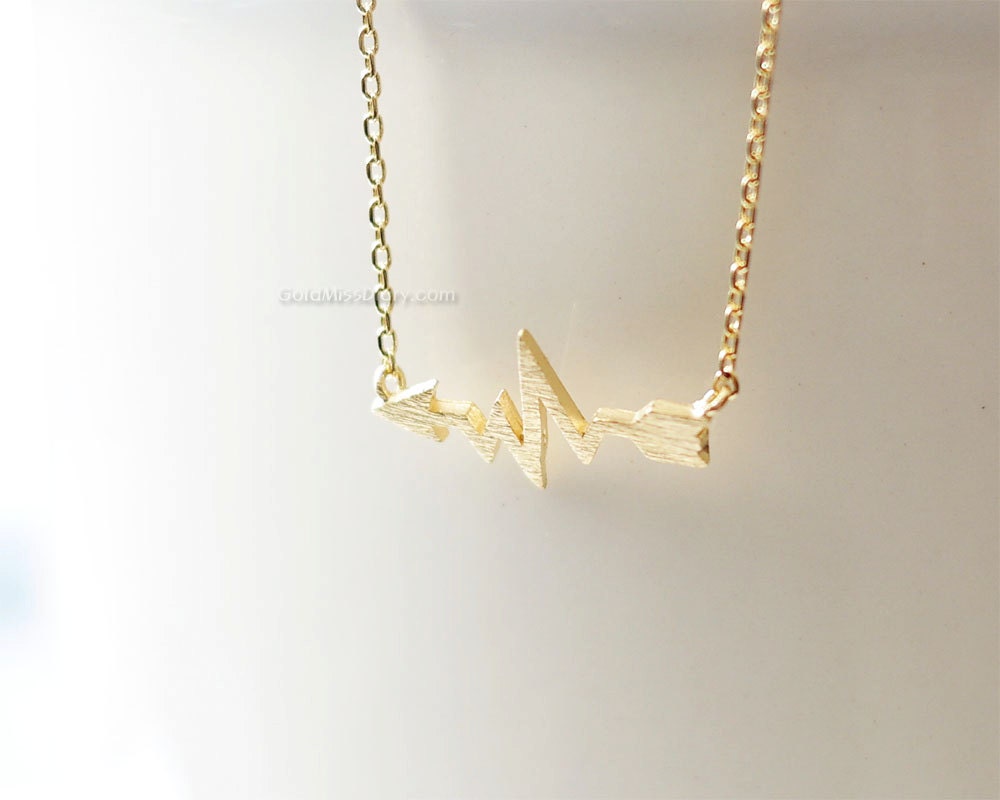 Heart Beat Arrow Necklace in Gold affordable Charm Necklace - Etsy