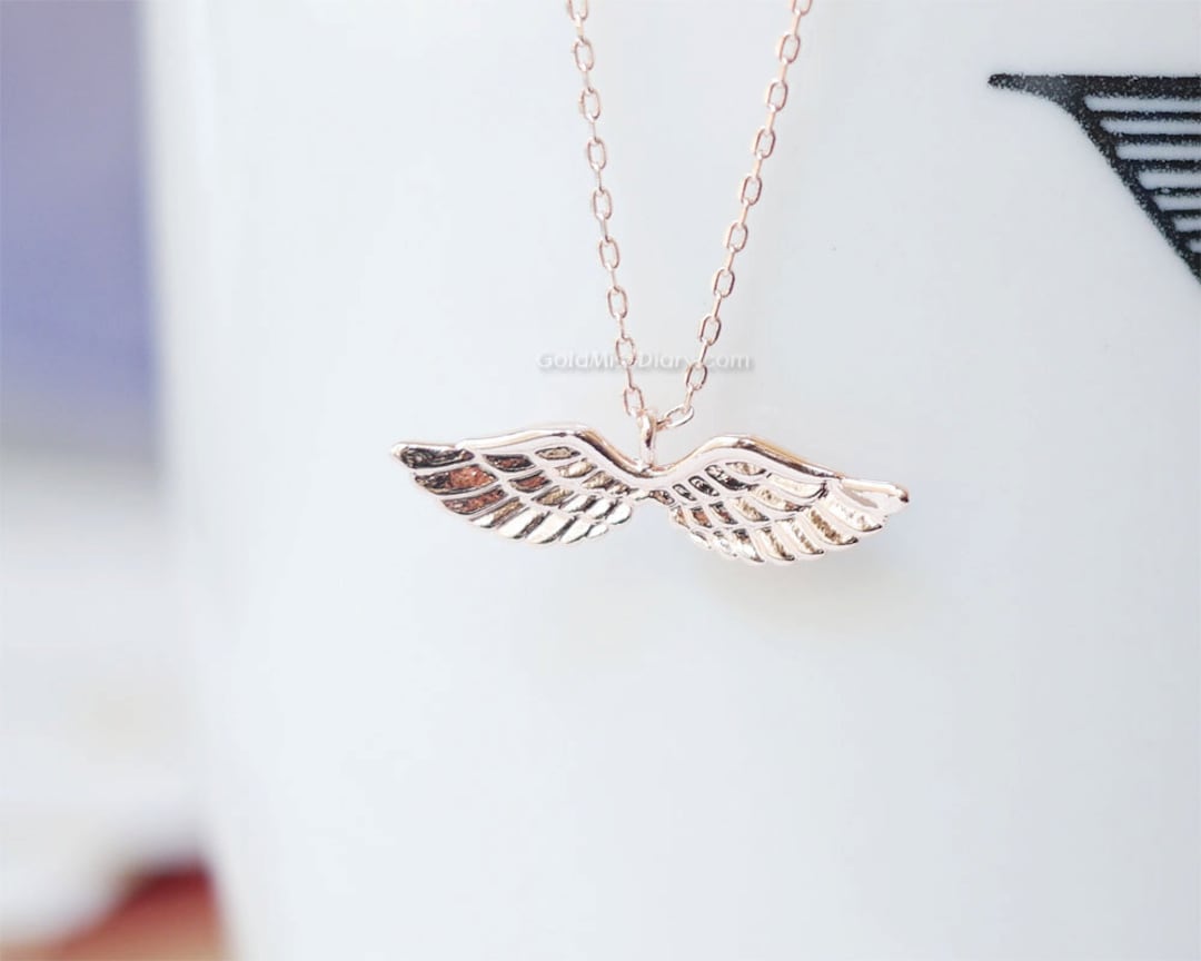 Angel Wing Necklace in Rose Gold ,bird Necklace, Wing Necklace, Cute ...