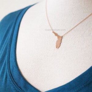 Florida State Rose Gold Necklace, FL State Rose Gold Necklace, State ...