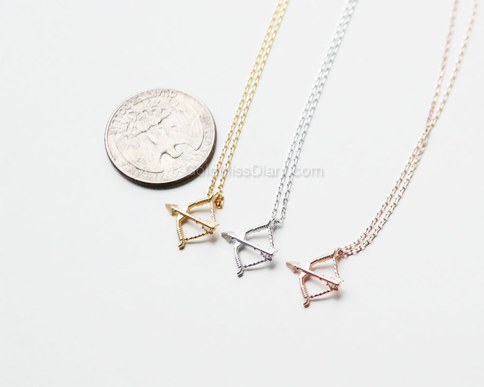 Cupid Arrow Necklace in Gold , Dainty Bow Necklace, Wedding Gifts ...