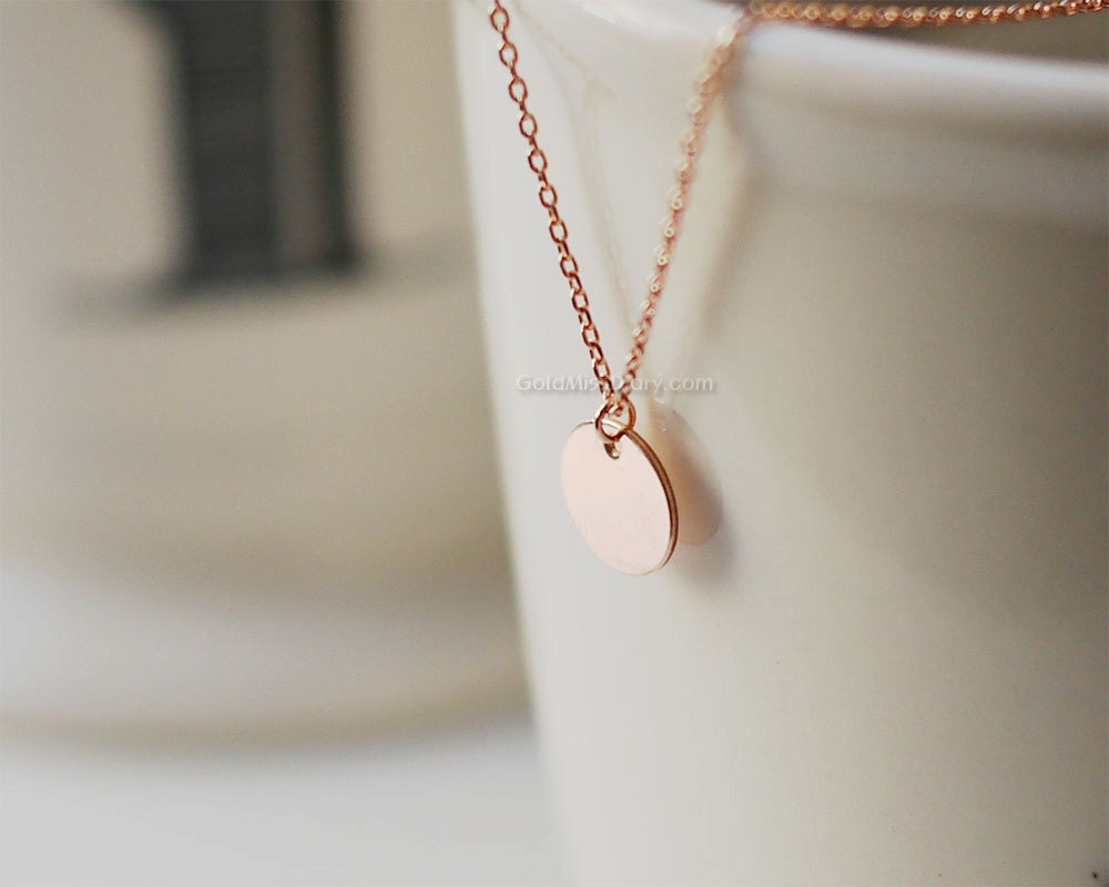 Minimal Delicate Necklace Blank or Personalized Tiny Disk - Etsy