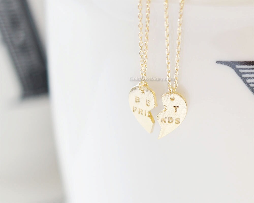 Gold Best Friends Heart Necklace Set best Friend Necklace - Etsy