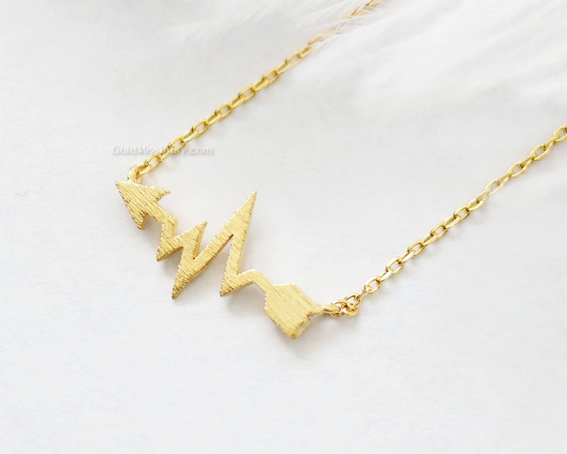 Heart Beat Arrow Necklace in Gold affordable Charm Necklace - Etsy