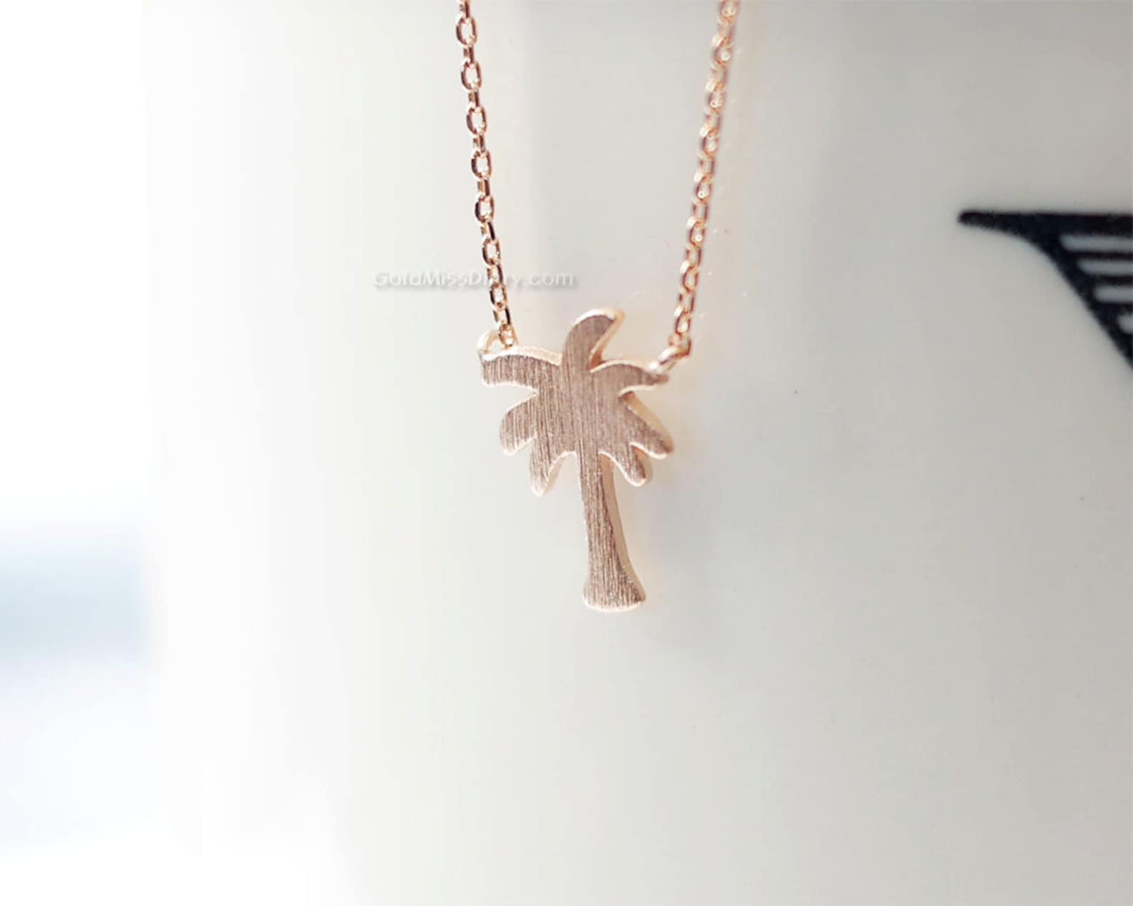 Rose Gold Palm Tree Necklace Dainty Palm Tree Pendant - Etsy