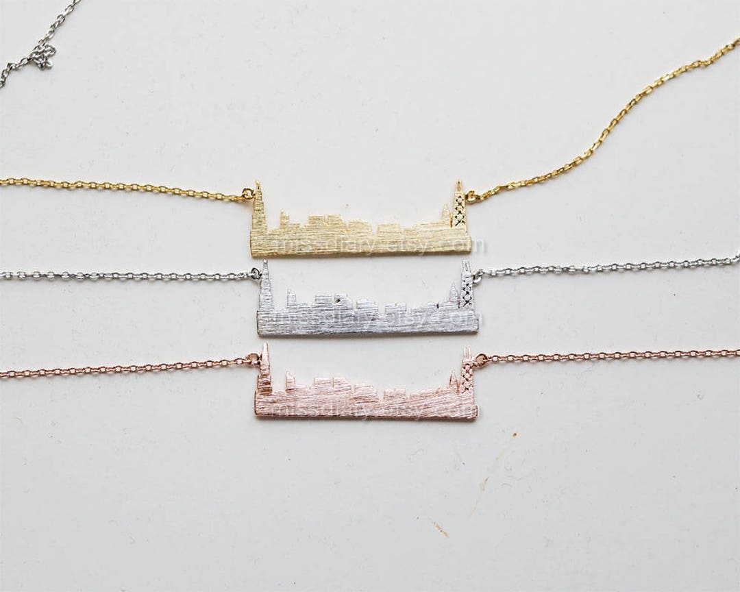 Chicago Skyline Necklace, Chicago Bar Necklace, City Bar Necklace, USA ...