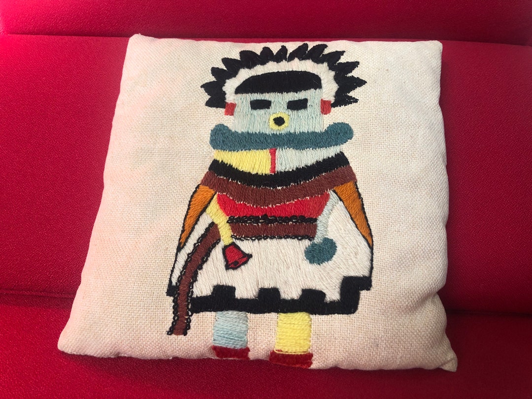 Vintage Hopi Kachina Design Hand Embroidery Pillow - Etsy