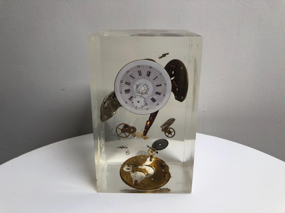 Pierre Giraudon Clock Parts Lucite Sculpture Paperweight - Etsy
