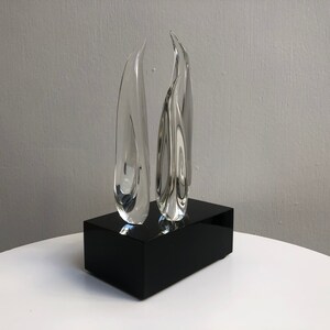 Guyol Crystal Art Glass Penguins Sculpture on Lucite Base - Etsy