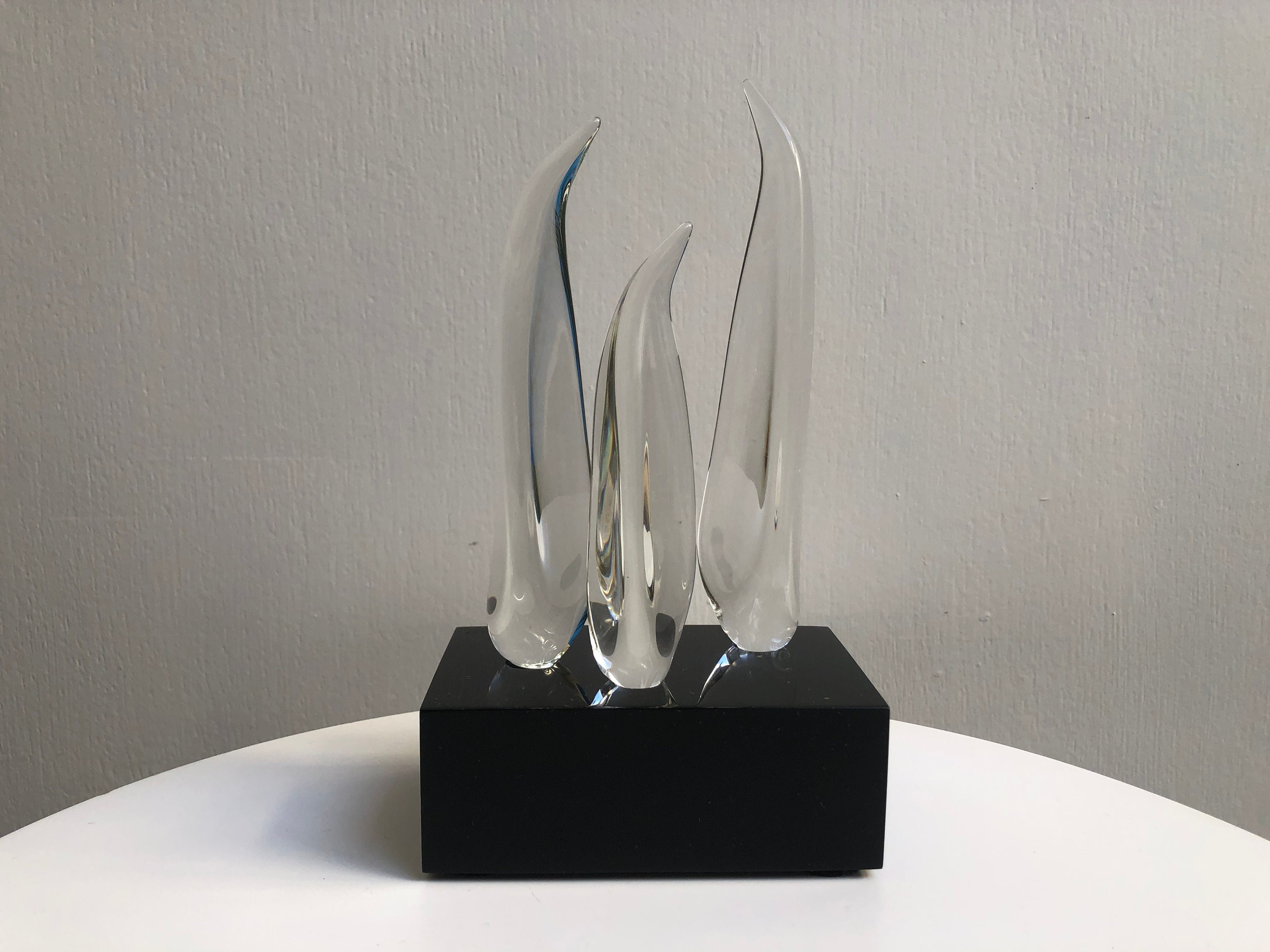 Guyol Crystal Art Glass Penguins Sculpture on Lucite Base - Etsy