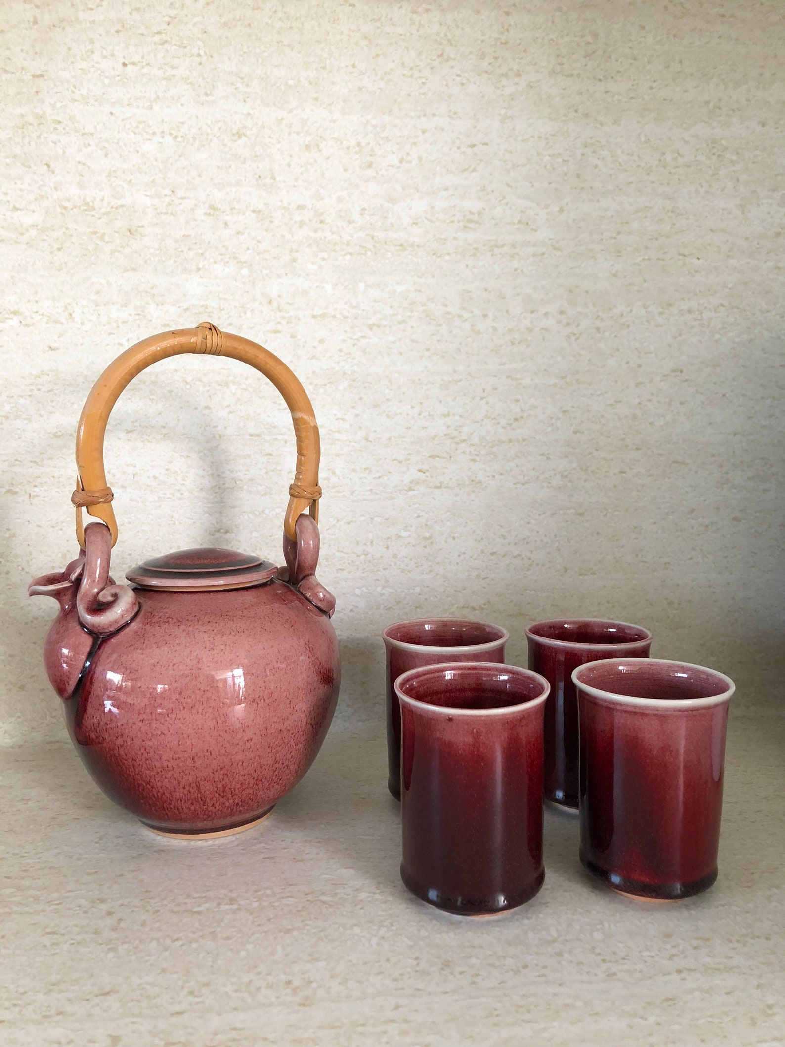 Kimi Masui Studio Pottery Porcelain Teapot and Set of Four Tea Cups - Etsy