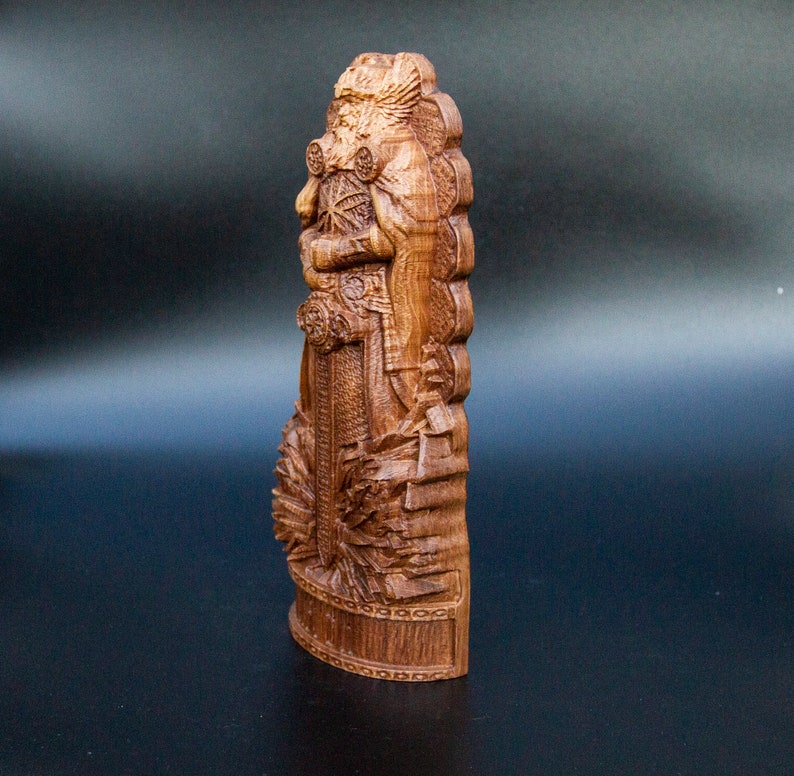 Perun Statue Slavic God of Thunder Tabletop Pagan Altar Wooden ...