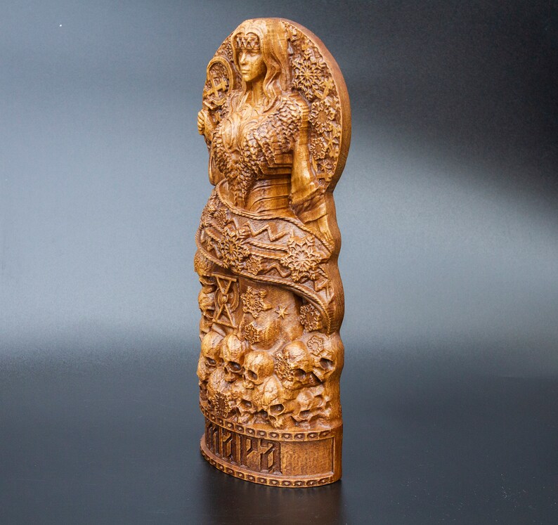 Mara Wood Statue Goddess of Death Slavic Tabletop Pagan Altar Wooden ...
