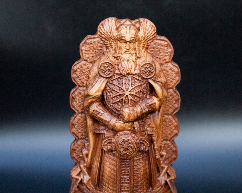 Perun Statue Slavic God of Thunder Tabletop Pagan Altar Wooden ...