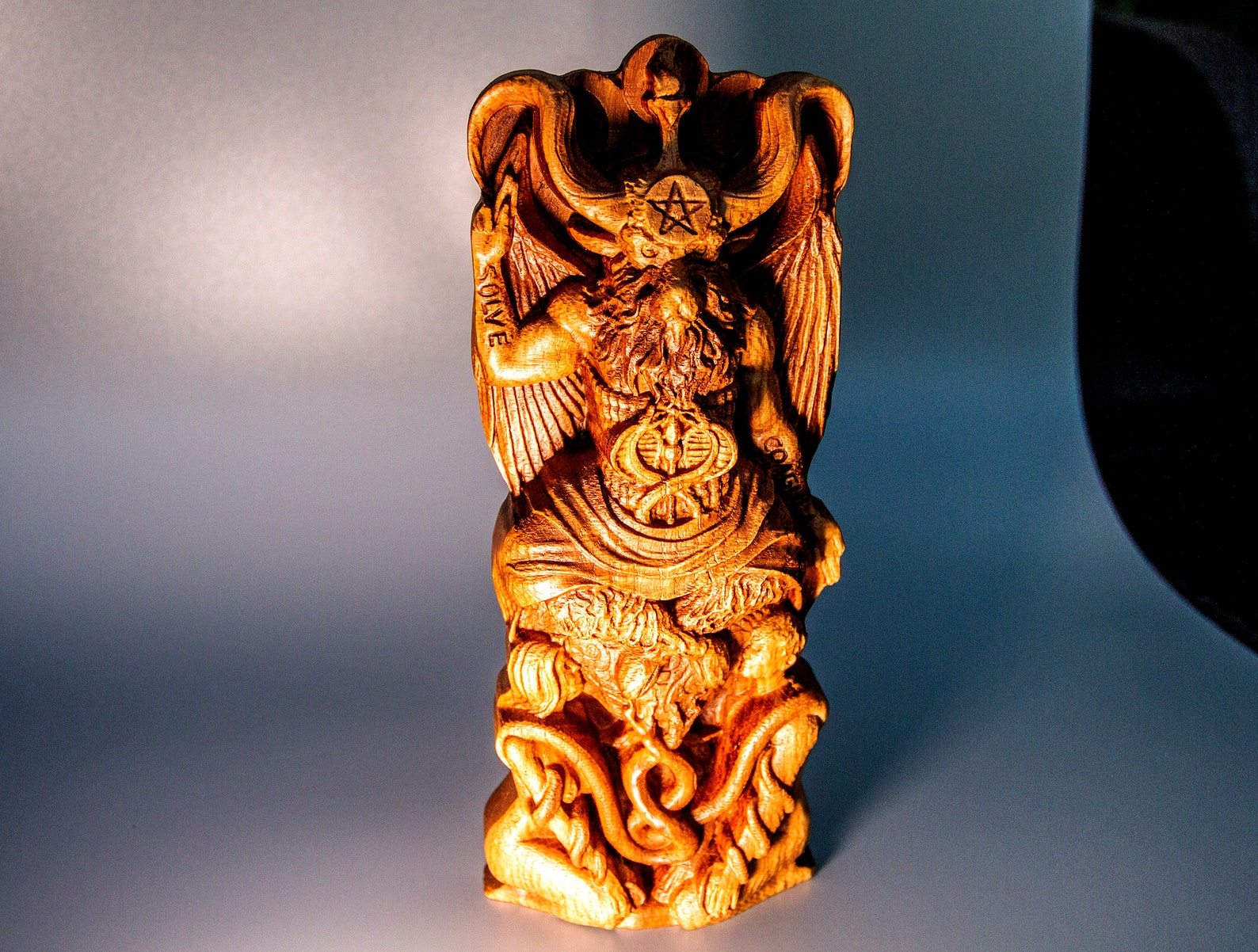 Baphomet Sculpture Sabbatic Deity of Balance Bafomet Wood - Etsy