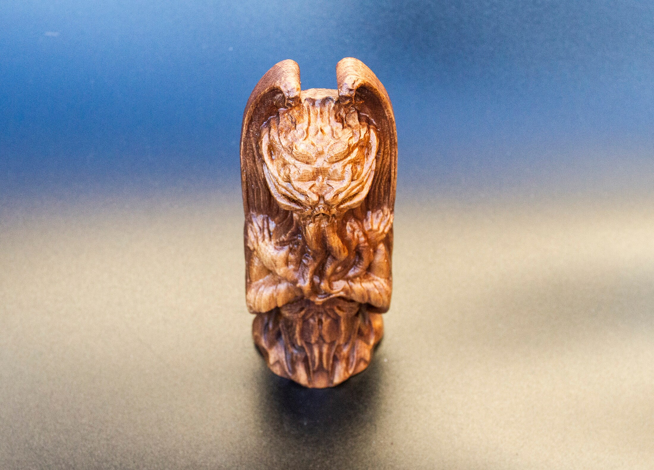 Mini Cthulhu Small Wooden Sculpture for Altar Table 6 Inch Statuette ...