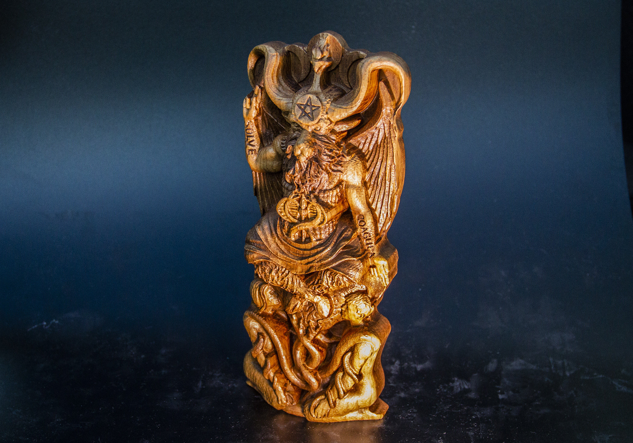 Baphomet Sculpture Sabbatic Deity of Balance Bafomet Wood Statue Altar ...