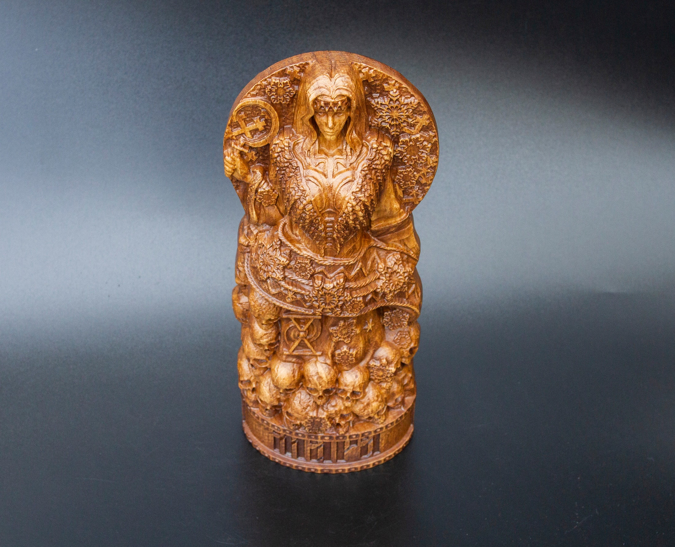 Mara Wood Statue Goddess of Death Slavic Tabletop Pagan Altar Wooden ...