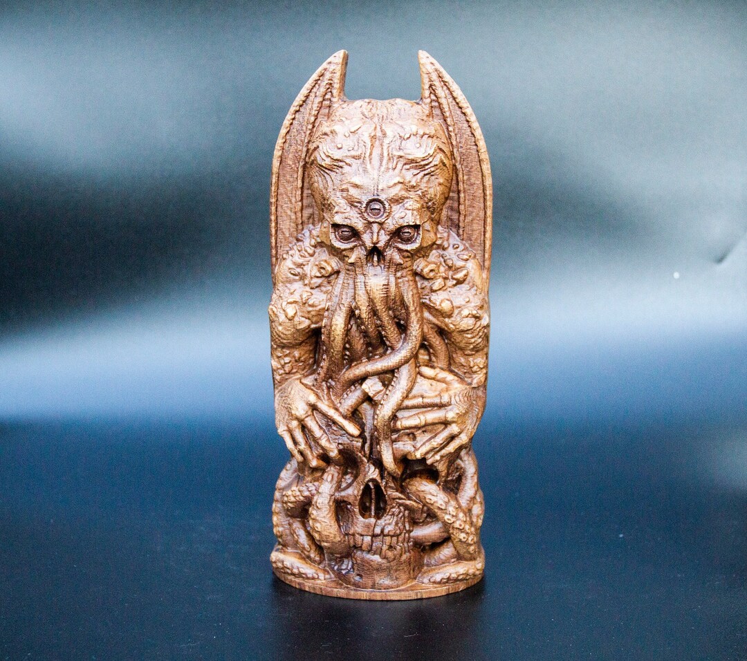 Cthulhu Wooden Sculpture for Altar Table 9 Inch Statuette Wooden Art ...