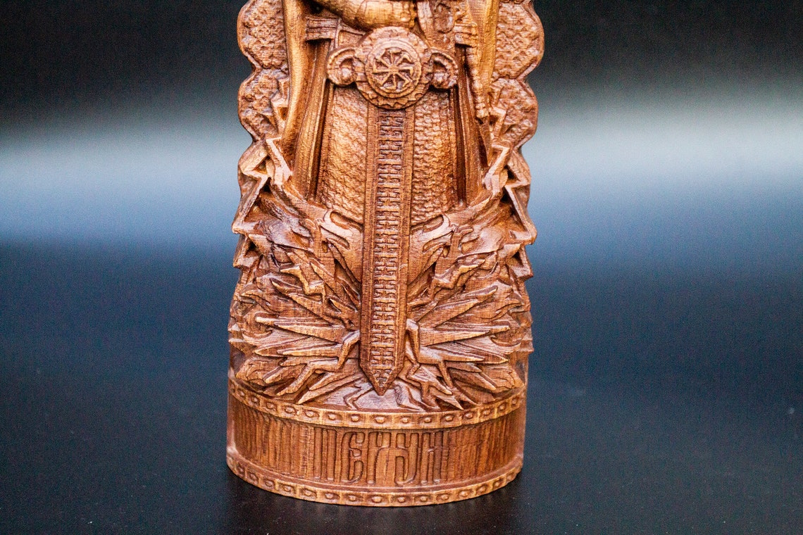 Perun Statue Slavic God of Thunder Tabletop Pagan Altar Wooden - Etsy