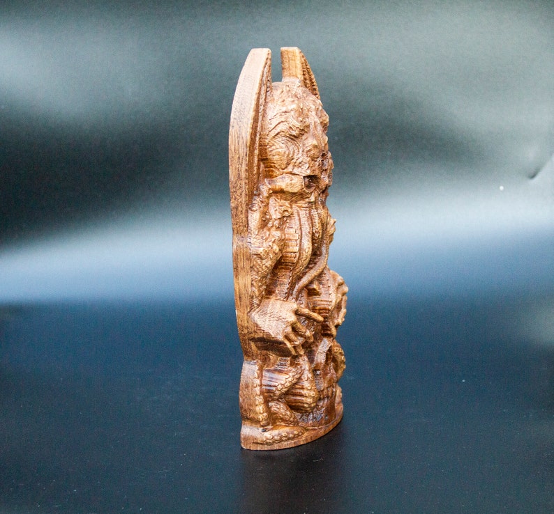 Cthulhu Wooden Sculpture for Altar Table 9 Inch Statuette Wooden Art ...