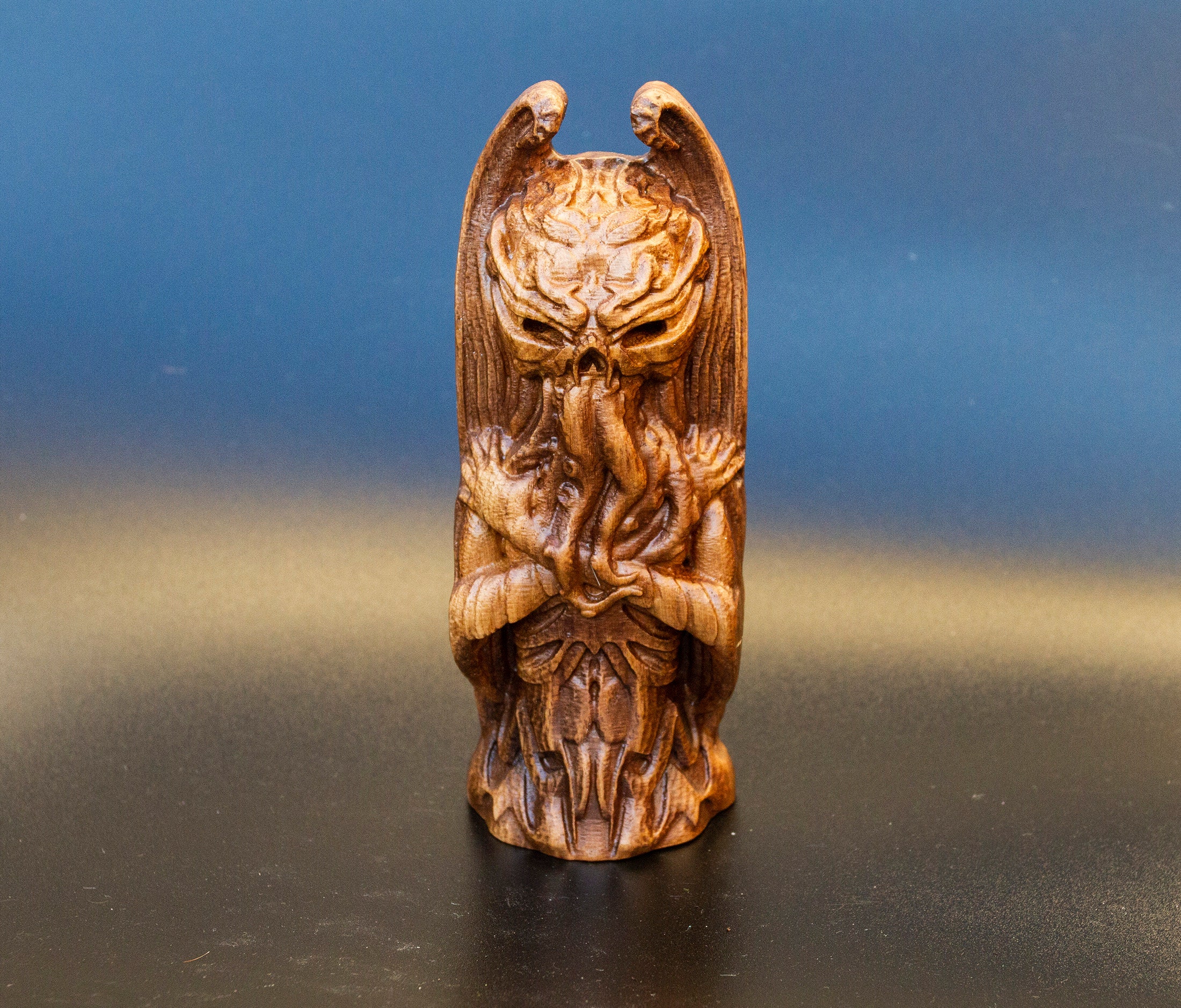 Mini Cthulhu Small Wooden Sculpture for Altar Table 6 Inch Statuette ...