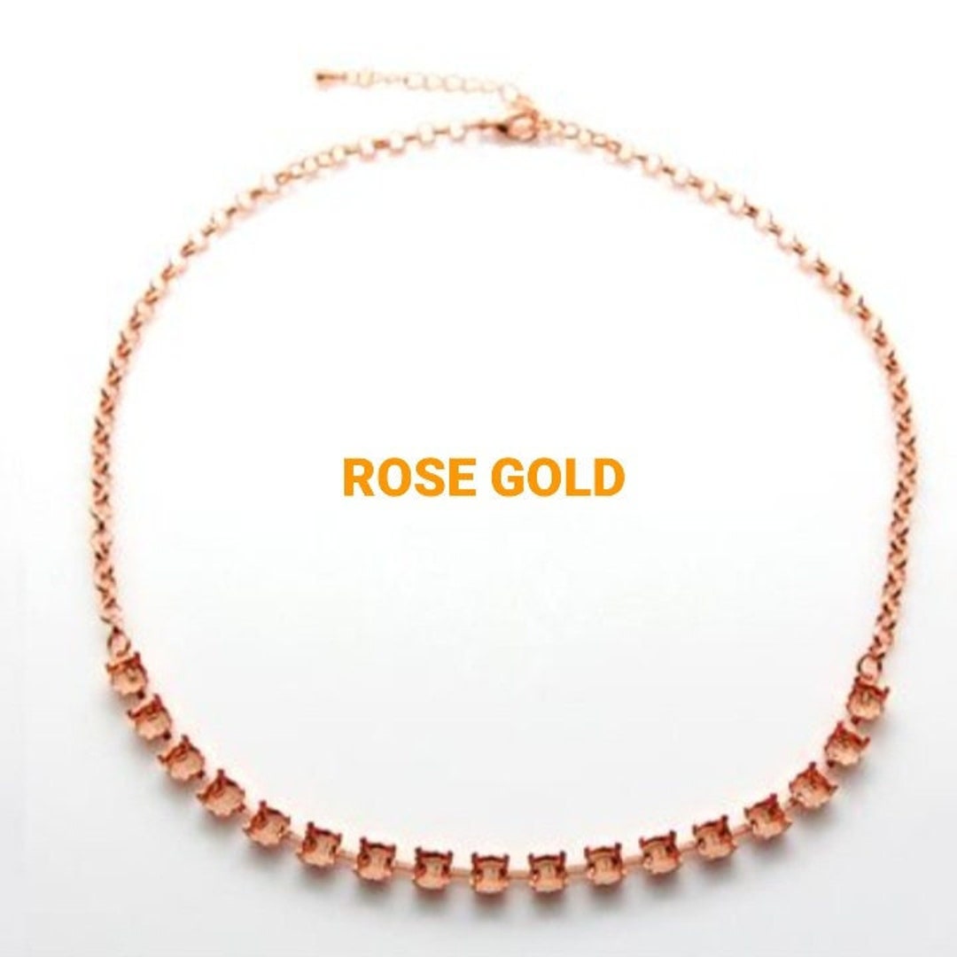 Rose Gold Empty Cup Chain Necklace Base, 6mm Crystal Setting - Etsy