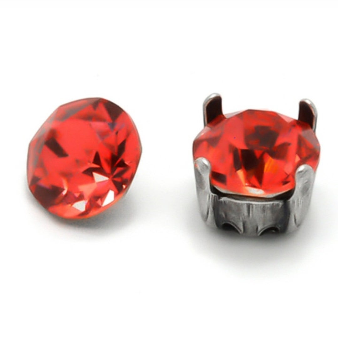 6 Pcs Round Sew on Chaton Stretch Setting 8mm for Point Back Swarovski ...