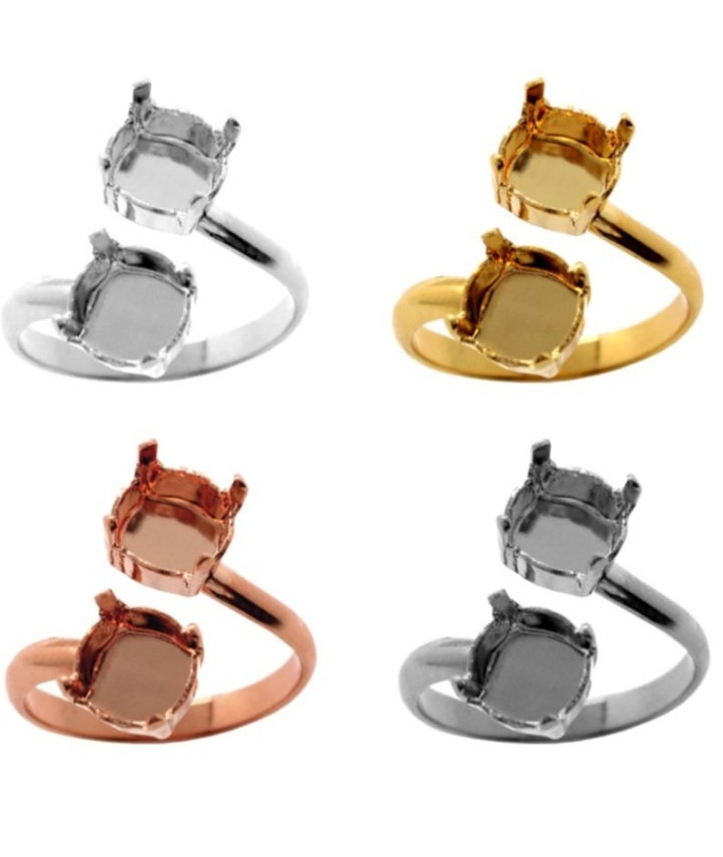 Round Blank Rhinestone Ring Setting Base for Austrian Crystals SS39 8mm ...