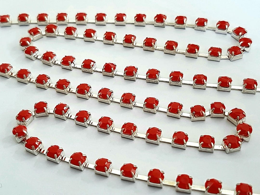 Red Rhinestone Cup Chain per Meter, Matte Red Crystals 3mm, Jewelry ...