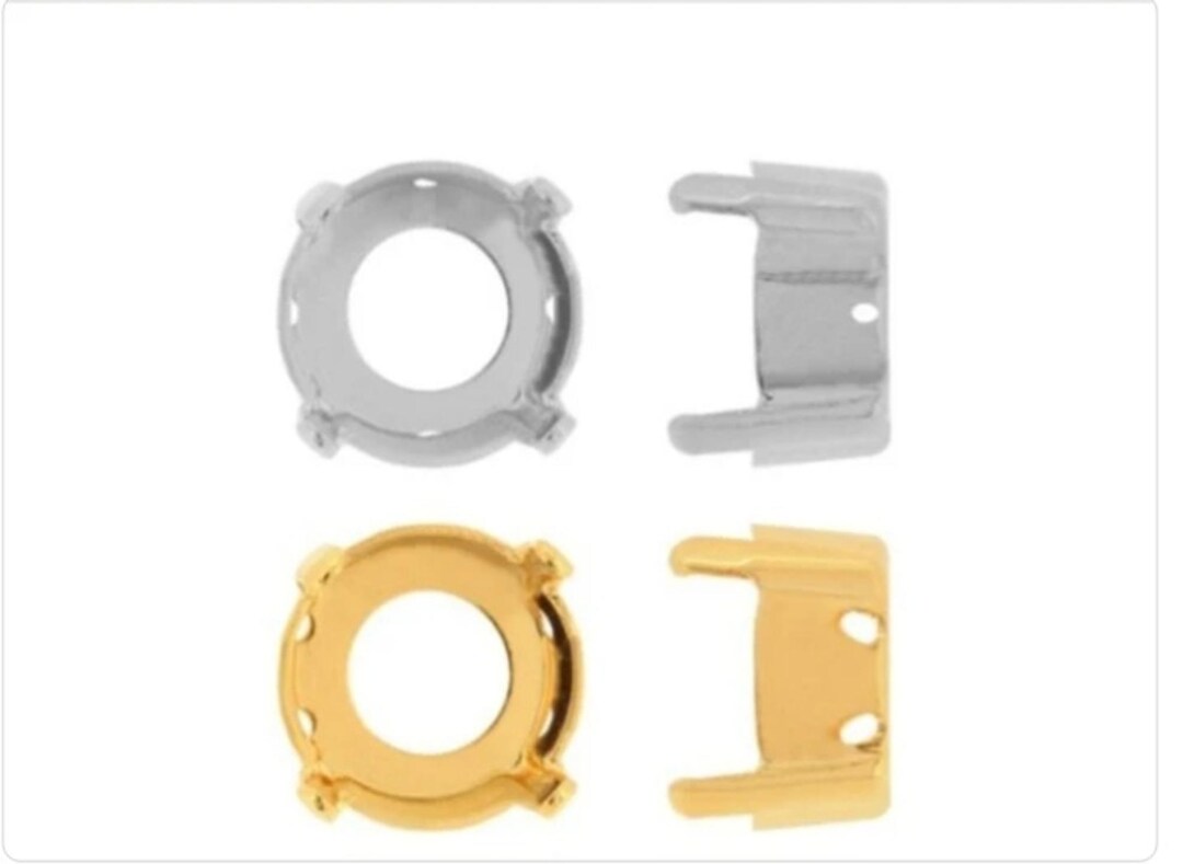 4 Pcs Round Sew on Chaton Setting 10mm for Point Back Swarovski Crystal ...