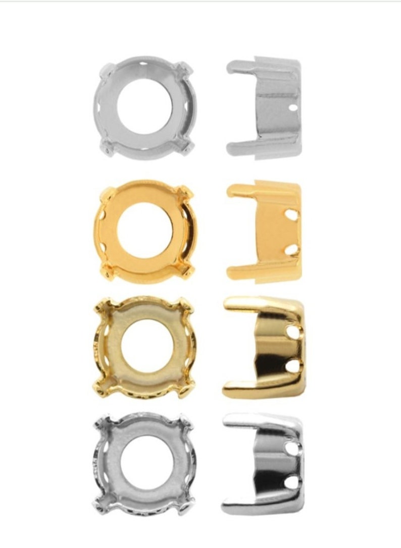 4 Pcs Round Sew on Chaton Setting 10mm for Point Back Swarovski Crystal ...