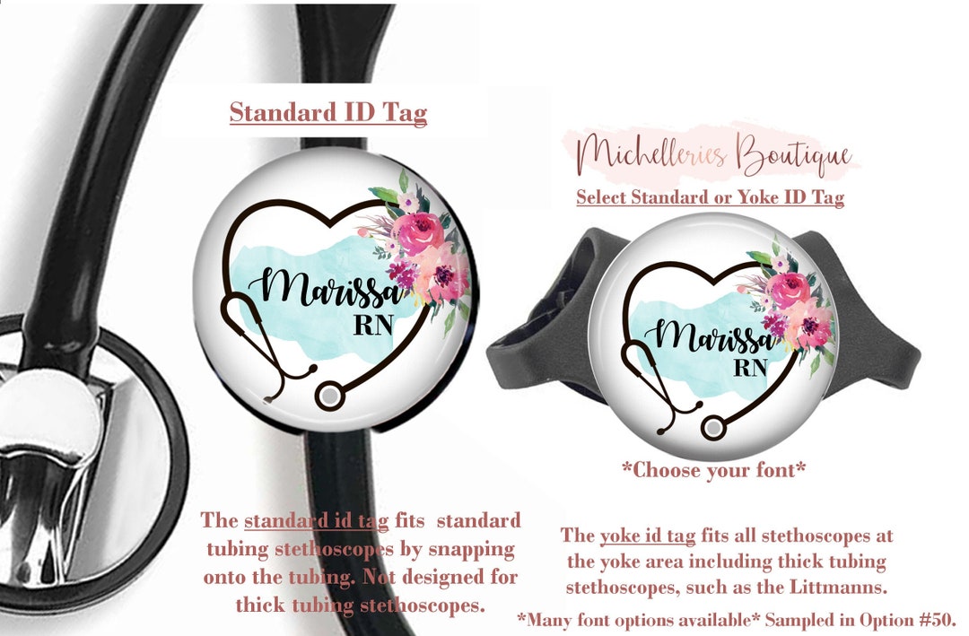 Pink Floral Personalized Stethoscope ID Tag Stethoscope Name - Etsy