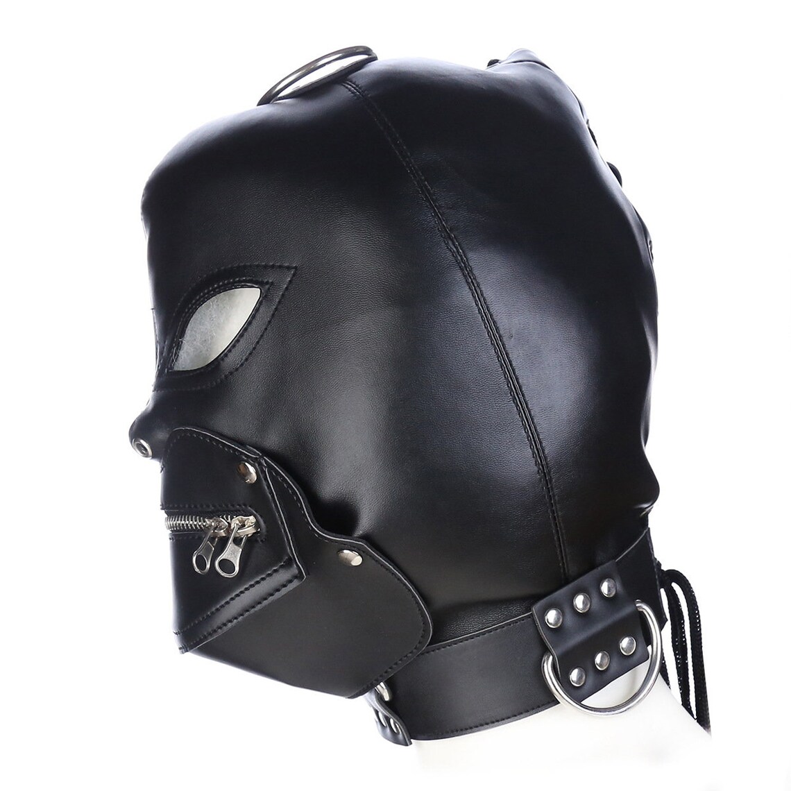 Leather Hood Mask Sensory Deprivation Mask with Zipper BDSM | Etsy