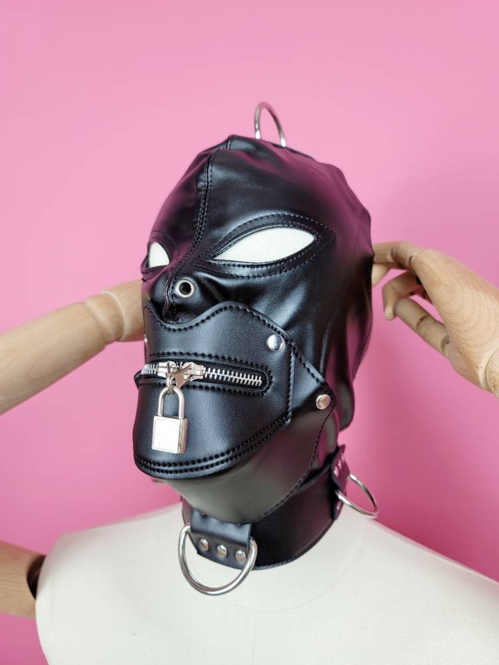 Leather Hood Mask Sensory Deprivation Mask with Zipper BDSM | Etsy