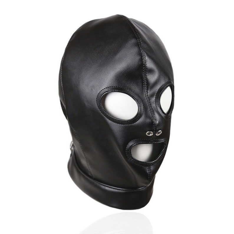 Open Mouth Mask BDSM Hood Dominatrix Black Leather Mask Fetish - Etsy