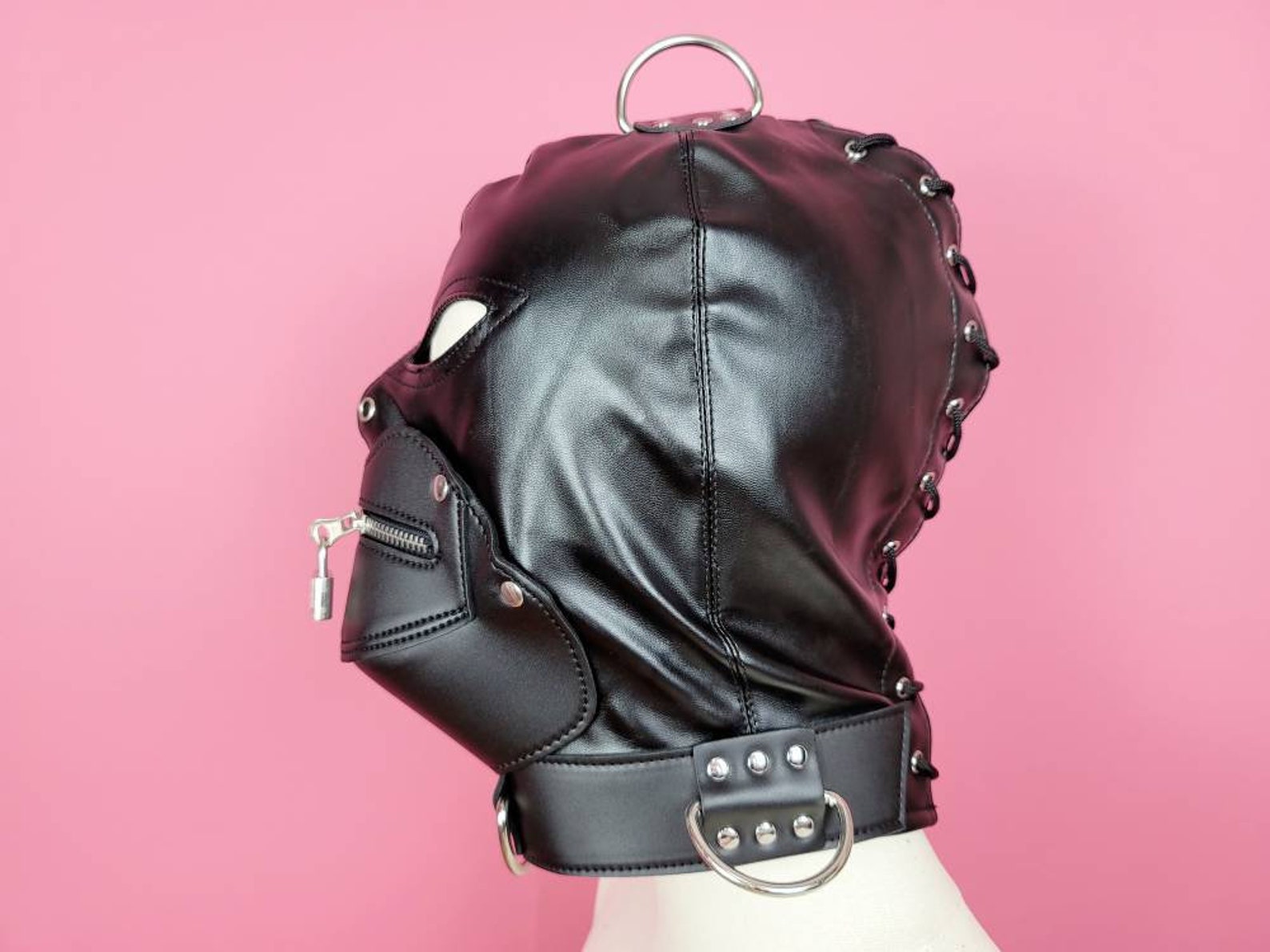 Leather Hood Mask Sensory Deprivation Mask with Zipper BDSM | Etsy