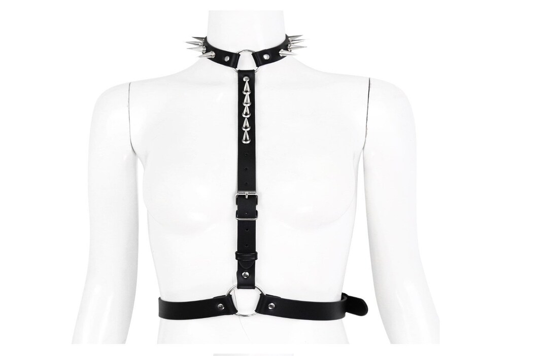 Spiked Harness / Adjustable Body Restraint / Choker Leather - Etsy
