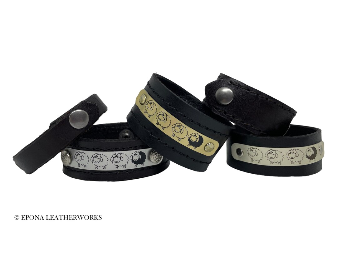 Sheep Bracelet Black Sheep Bracelet Leather Cuff Bracelet Leather Plate ...
